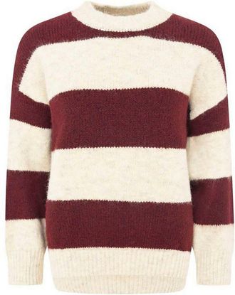 Zwillingsherz Strickpullover Blockstreifen Rundhalsausschnitt, mit breiten Streifen und Wollanteil