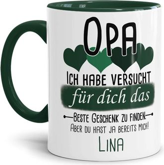 Tassendruck Geschenk Tasse mit Spruch PERSONALISIERT - Bestes Geschenk für Opa von Enkelkind - Kaffee-Tasse/Geschenkidee Geburtstag Vatertag/Vatertagsgeschenk - I