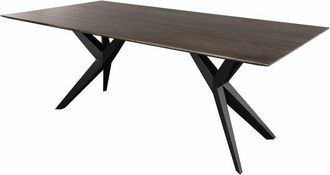 Massivmoebel24 Esstisch Akazie 220x100x76 grau lackiert Beine anthrazit matt swiss edge 44