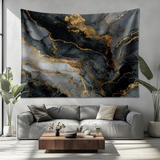 Generic Wandteppiche Wandbehang Wandtuch 200x150cm Marmor, Gold Linien Mikrofaser Wandteppich Grau Wandteppiche f&uuml;r Kinderzimmer Wohnzimmer Schlafzimmer