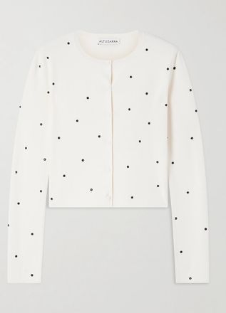 Altuzarra Cardigan Raccourci En Mailles À Cristaux Dorrie - Ivoire