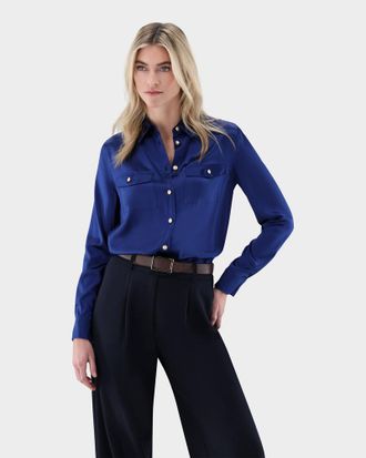 van Laack Taillierte Hemdbluse aus Seide mit Brusttaschen