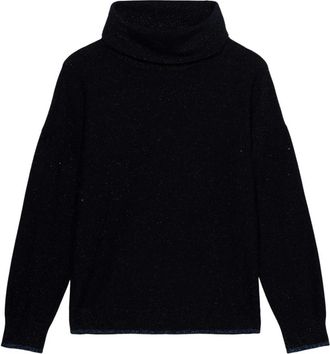 Oltre Femme, Pulls, Bleu, Taille: 38/40 FR Col roul&eacute; en cachemire m&eacute;lang&eacute; avec sequins