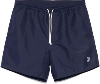 Brunello Cucinelli short de bain à logo brodé - Bleu