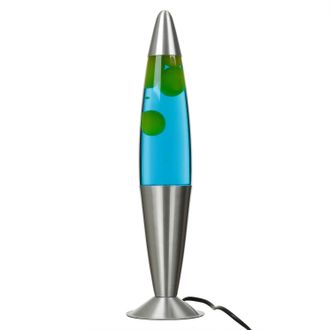 Licht-Erlebnisse Lavalampe Blau Gelb, Silber, Lava Lampe, Stimmungslampe, Wohnzimmer, 42 cm hoch, G9, Leuchtmittel inklusive, entspannend, beruhigend, Moderne Lavalamp