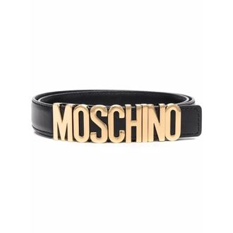 Moschino Femme, Accessoires, Noir, Taille: M Ceinture en cuir avec logo