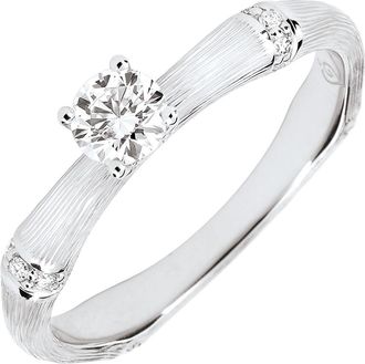 Edenly Verlobungsring Heiliger Urwald - 0.2 Karat Diamant - 18 Karat gebürstetes Weißgold