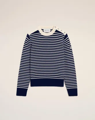 Ami Ami Paris - Pull marini&egrave;re bleu en laine Marine & ivoire - Taille : XXL - Unisex