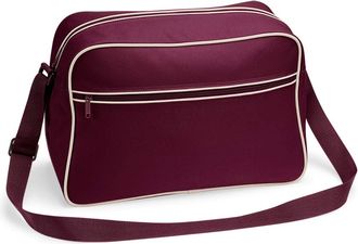 noTrash2003 Retro Shoulder Bag im Design der Siebziger, Schultertasche Sporttasche aus Polyester mit Paspelierung inkl. gratis Schlüsselanhänger