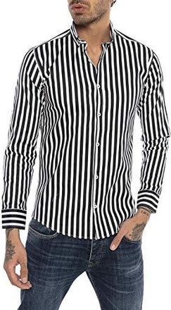 Red Bridge Chemise Masculine à Manches Longues à Motifs rayés Noir XXL