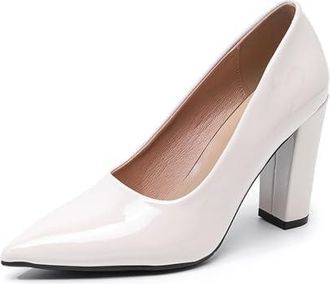 Generic Escarpins classiques &agrave; talon haut &agrave; bout pointu pour femme - Chaussures habill&eacute;es pour le travail formel et le bureau, blanc, 40.5 EU