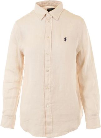 Polo Ralph Lauren Femme, Blouses et Chemises, Beige, Taille: 42 FR Classic Fit Linen Shirt