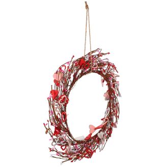 Angoily Herzf&ouml;rmiger Girlanden H&auml;ngekranz aus Eisen und Holz mit Beleuchtung Leichte Valentinstagsdeko f&uuml;r Wand T&uuml;r und Hochzeit