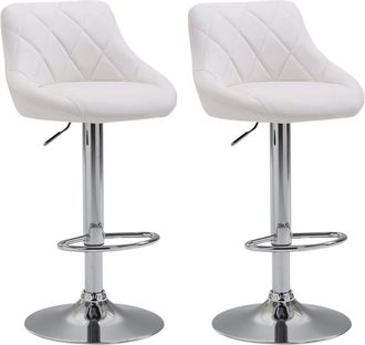 Clp 2er Set Barhocker Lazio Mit Kunstlederbezug I H&ouml;henverstellbarer Und Drehbarer Hocker Mit Fu&szlig;st&uuml;tze In Chrom-Optik, Farbe:wei&szlig;