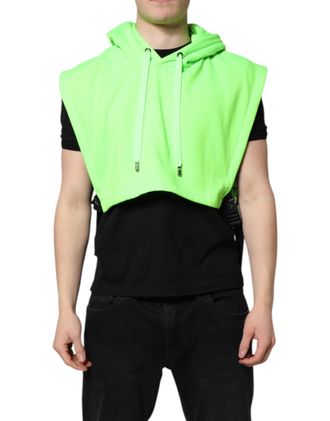 Dolce & Gabbana Mens Green Polyester Hooded Sportswear Vest Sweater Clothing