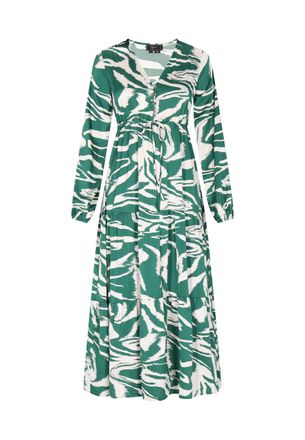 Faina Kleid Damen Gr&uuml;n Wollweiss
