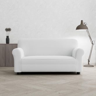 Italian Bed Linen Bielastischer Sofabezug f&uuml;r 2-Sitzer, ausziehbar von 130-170 cm, elastischer Sesselbezug mit geformten Armlehnen, waschbar - Wei&szlig;