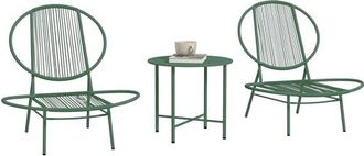 OUTSUNNY Ensemble Salon de Jardin, 3 pi&egrave;ces, Salon dext&eacute;rieur 2 Personnes avec 2 chaises Acapulco et Table Basse, mobilier de Jardin, terrasse, Balcon, v&eacute;randa