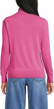 Lands End Feinstrick-Rollkragenpullover aus Baumwolle, Damen, Gr&ouml;&szlig;e:36-38 regular, Pink, Baumwolle, by Lands End