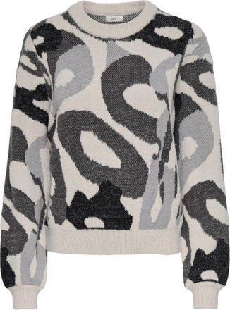 Jacqueline de Yong JdY Damen Jdylorraine Animal L/S Pullover KNT Noos, Cement, M EU