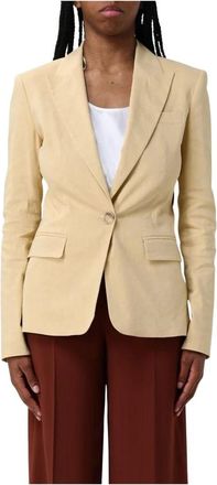 Pinko Pinko, Femme, Vestes, Jaune, Taille: 40 FR Blazer Croisé en Lin