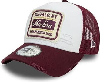 New Era Casquette Snapback r&eacute;glable &eacute;cusson Aspect us&eacute; Casquette de Camionneur Chapeau A-Frame Blanc Rouge