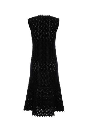 Jil Sander Womens Openwork Cotton Dress Black