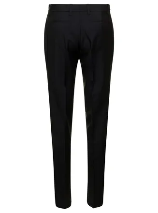 Gucci Womens Black Slim Pants With Horsebit Detail Mohair Trousers