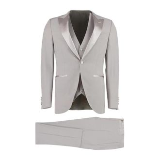 Canali Einknopf-Dinneranzug mit Seidenrevers - - Suits - Herren - Grau - L
