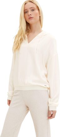 Tom Tailor Damen Bluse mit Kapuze 1034533, 10348 - Gardenia White, XL