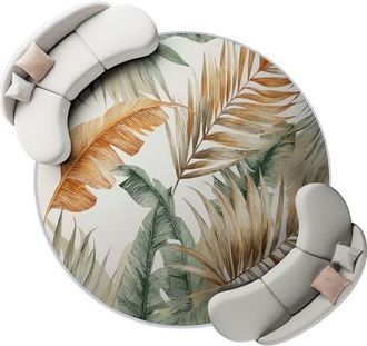 Generic 100 cm Tapis Rond en Laine synth&eacute;tique - Motif For&ecirc;t Tropicale Plantes Feuilles De Palmier antid&eacute;rapant Lavable Tapis pour Chambre denfant Salle &agrave; Man