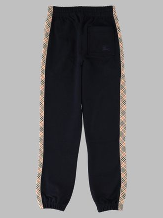 Burberry Check-Trim Cotton Joggers - Blue