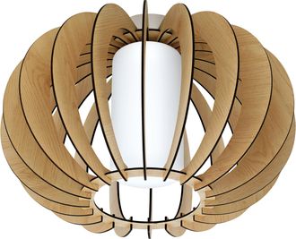 Eglo Deckenlampe Stellato 1, 1 flammige Deckenleuchte Vintage, Wohnzimmerlampe aus Stahl, Holz und Glas in Nickel-Matt, Ahorn, Wei&szlig;, K&uuml;chenlampe, Flurlampe