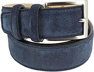 Robert Charles Ceinture en daim. surpiquée, Cuir. Bleu Marine - Uni - FABRIQUE EN ITALIE. L : 92-100cm
