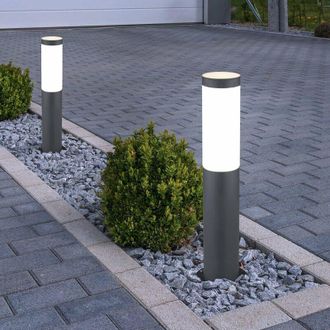 ETC Shop 2er Set led Au&szlig;en Sockel Steh Lampe Garten Weg Beleuchtung edelstahl Terrassen Leuchte anthrazit