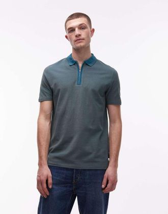Paul Smith Polo en jacquard &agrave; manches courtes - Bleu