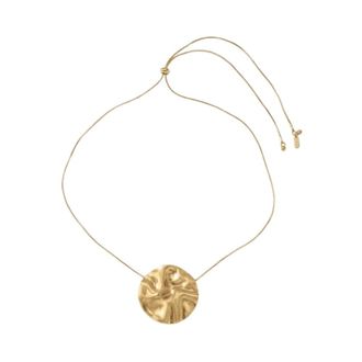 Dansk Copenhagen Linn Waterproof 18K Gold Plated Long Necklace - Adjustable Chain & Brushed Stainless Steel - Femme - Accessoires - Jaune - Taille: ONE Size