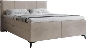 Mirjan24 Boxspringbett Elotir mit Bettkasten, Polsterbett mit Bonell-Matratze und Topper, Doppelbett mit Stauraum, Bett, Härtegrad H3, Veloursstoff (Velo 623, 
