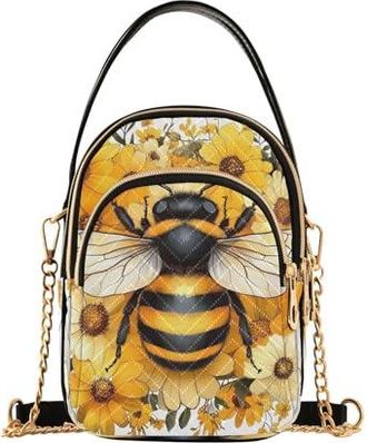 Mnsruu Sac à bandoulière pour femme - Motif marguerites jaunes - Avec sangle réglable