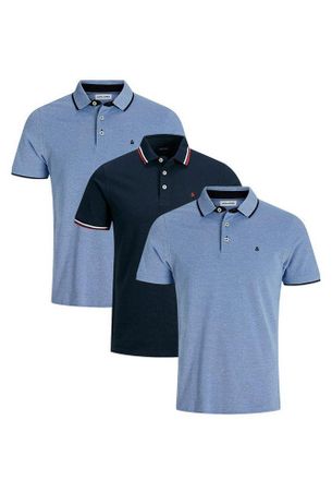 Jack & Jones Poloshirt 3er Pack Paulos - Slim Fit (Spar-Set, 3-tlg) Poloshirt - Baumwolle - Atmungsaktiv - Mit kleinem Markenlogo