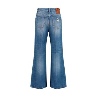 Valentino Womens Blue Cotton Straight-Leg Jeans Clothing