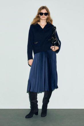 Gerard Darel Jupe midi pliss&eacute;e - TRIXIE - Marine