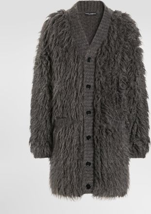 Dolce & Gabbana Cardigan Aus Mohair In Pelzoptik - Mann Strickwaren Grau M