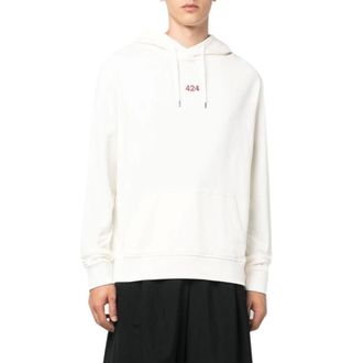 424 Homme, Sweatshirts et sweats &agrave; capuche, Blanc, Taille: XL Sweat &agrave; Capuche Blanc &Eacute;l&eacute;gant et Confortable