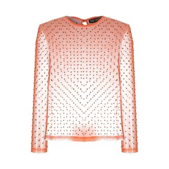 Siedres Kristallverzierte durchsichtige Bluse - - Tops - Damen - Orange - XS