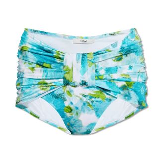 Chlo&eacute; Aqua Bikinihose mit Blumenprint und Drapierung - - Swimwear - Damen - Blau - S