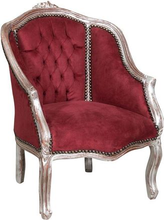 Biscottini International Biscottini - Fauteuil baroque 63x80x57 cm Fauteuil de salon rembourr&eacute; Chaises Louis xvi Fauteuil de chambre en velours de style fran&ccedil;ais