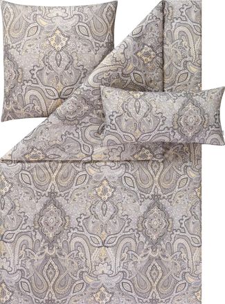 ESTELLA Estella Bettwäsche Fernanda + Gratis-Kissenbezug Mako-Satin grau Größe 155x220 cm (40x80 cm + 80x80 cm)