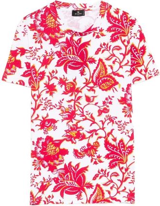 Etro Femme, Tops, Multicolore, Taille: 38 FR T-shirt en coton avec imprim&eacute; plac&eacute;