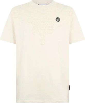 Philipp Plein Homme, Tops, Beige, Taille: S Logo T-shirt